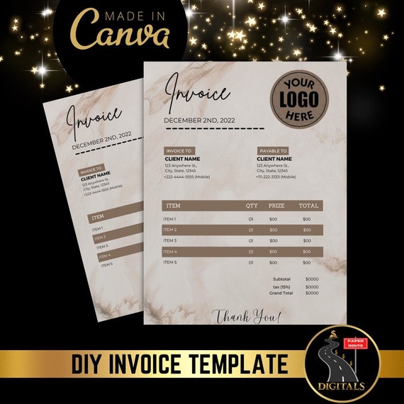 DIY Invoice Template Editable Invoice Template Canva | Etsy