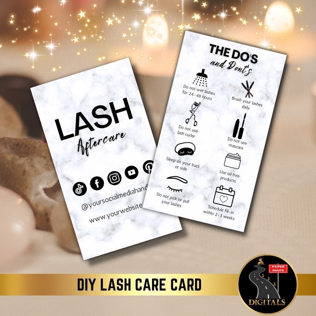 Lash Aftercare Card Template, DIY Lash Care Card, Editable Lash ...