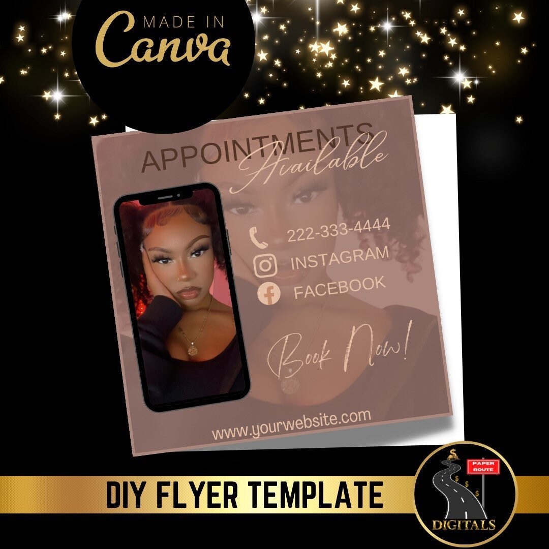 DIY Appointments Available Flyer, Book Now, Social Media DIY Flyer ...
