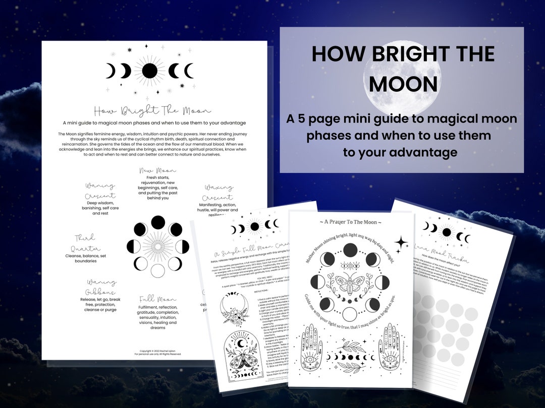 Moon Phase & Ritual Mini Guide - How Bright the Moon, Instant Download ...