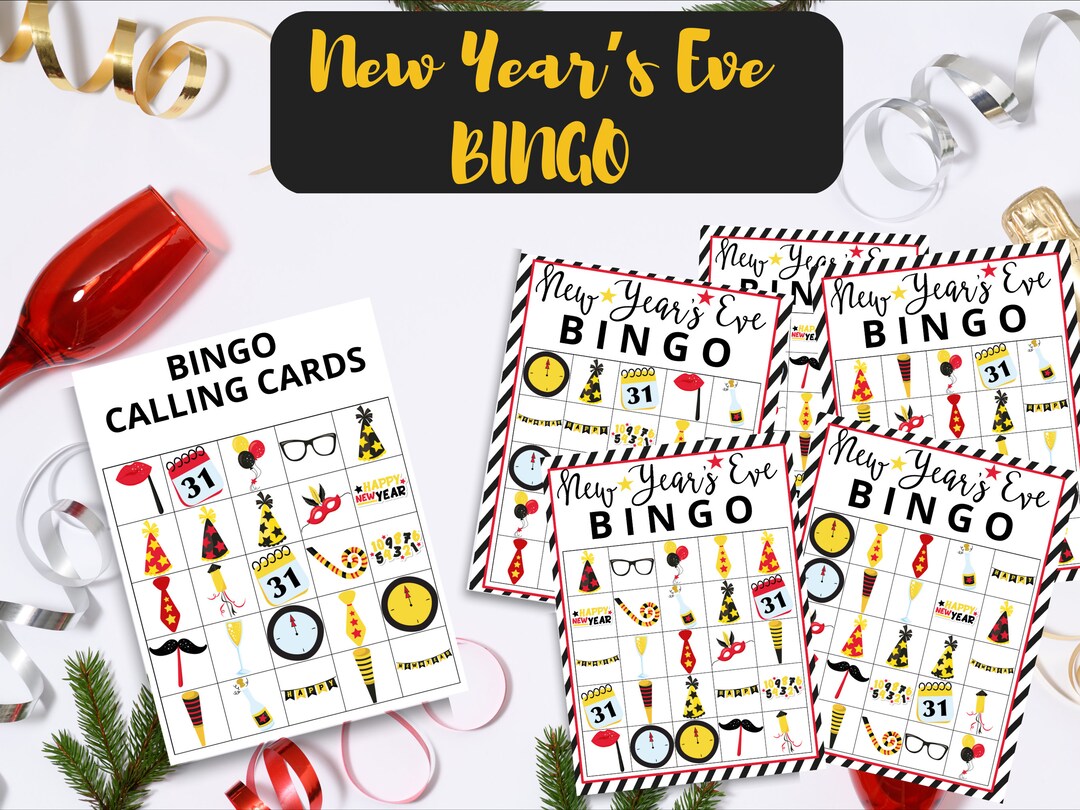 New Year’s Bingo, New Year’s Eve Printable Game, NYE Party Activity ...