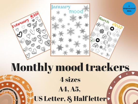 Mood Tracker Printable Bujo Self Care Tracker 12 Month - Etsy