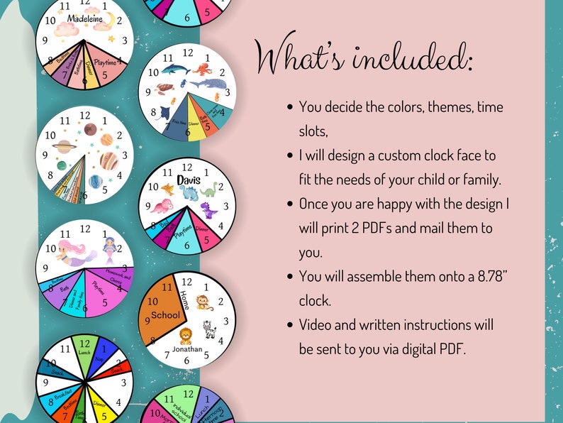 Personalized Kid's Routine Clock Face: Visual Schedule, Time Blocking ...