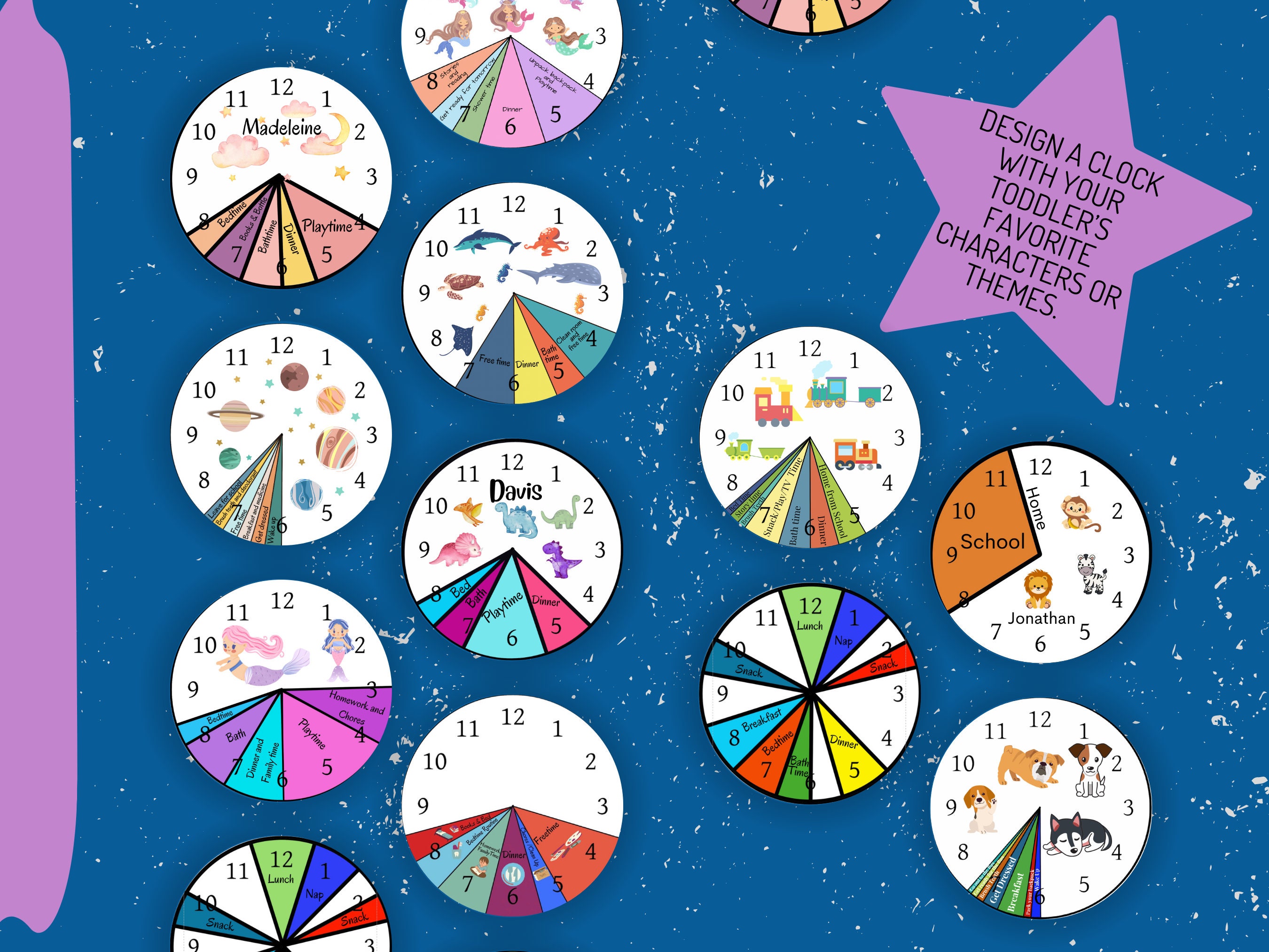 Toddler Routine Schedule Clock Kid’s Morning Routine Bedtime Routine ...