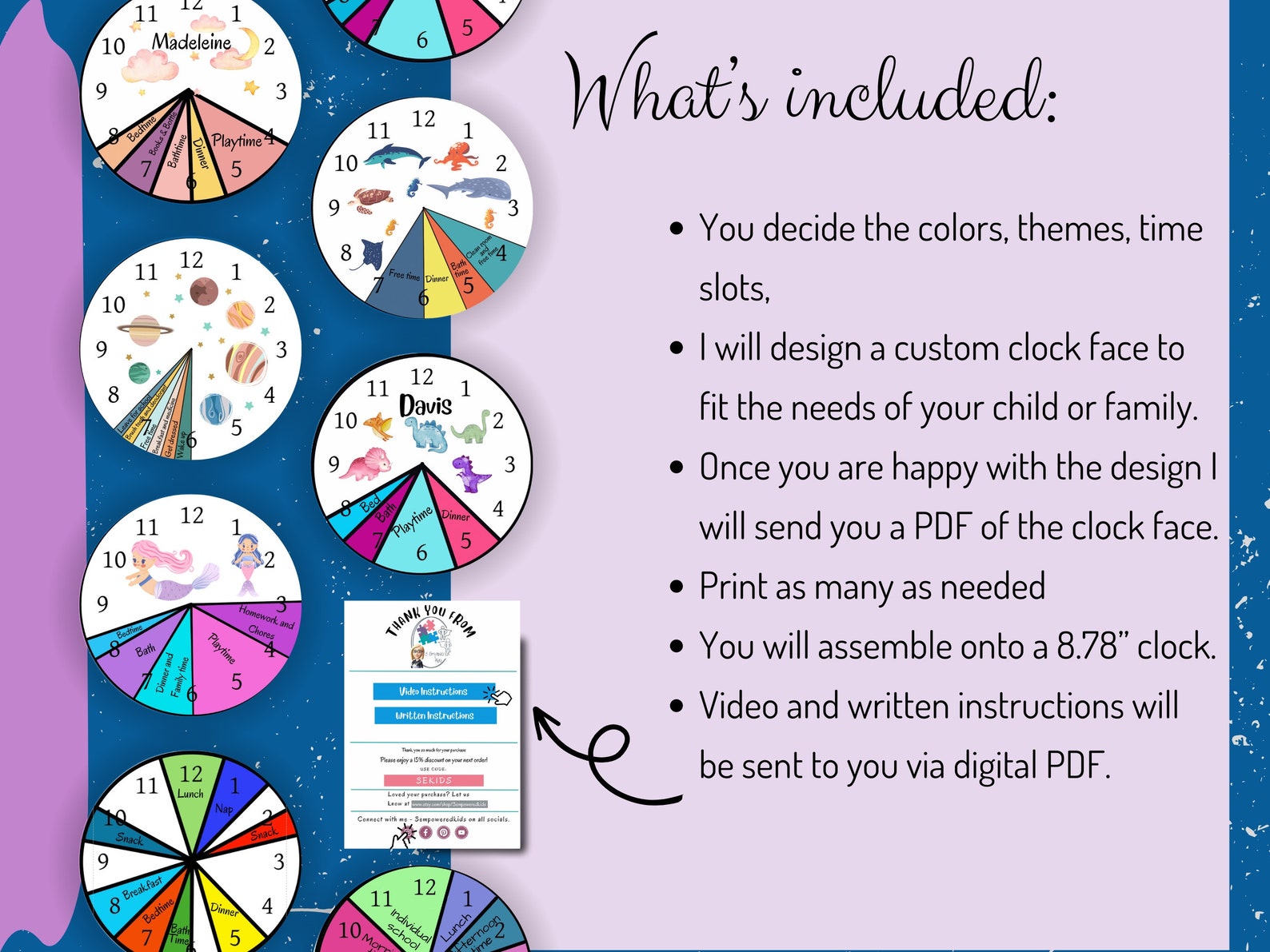 Personalized Kids Clock Face: Visual Schedule, Daily Routine (digital ...