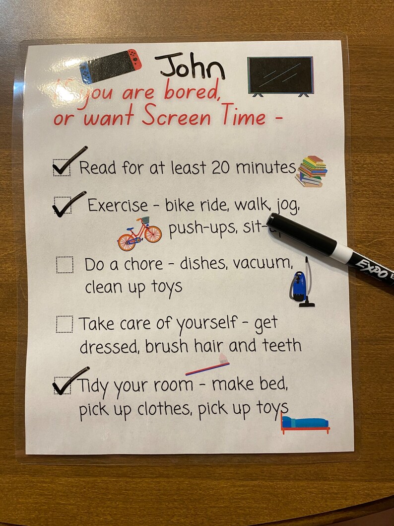 Summer Checklist | Boredom Buster | Editable Chart | Digital Download ...