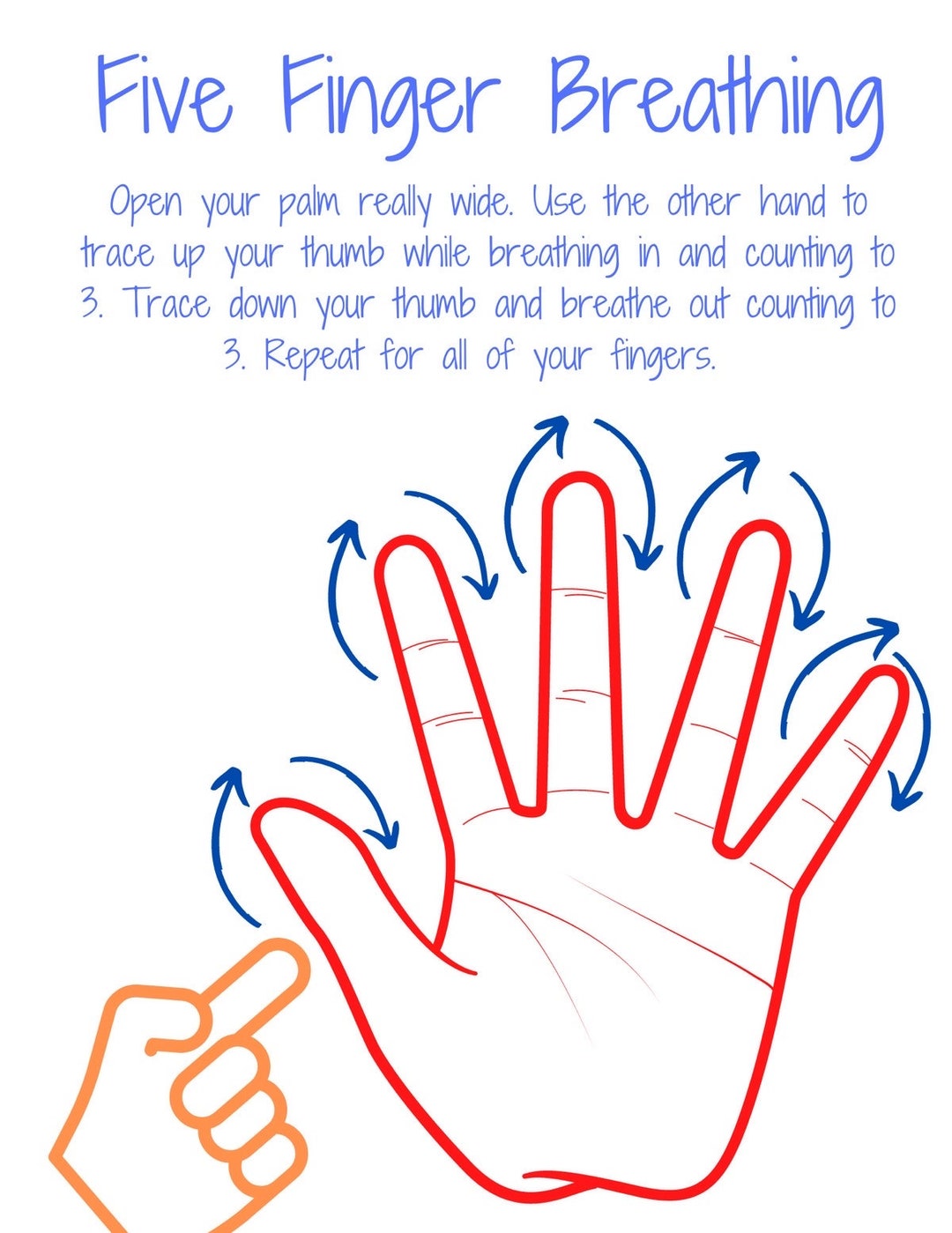 Calm Down Hand Printable: ADHD Kids, Therapy Tool (PDF) - Etsy
