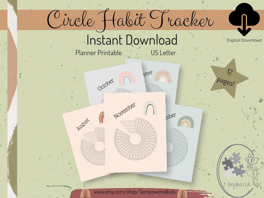 Circle Daily Habit Tracker, Printable Bujo, Printable Habit Plan ...