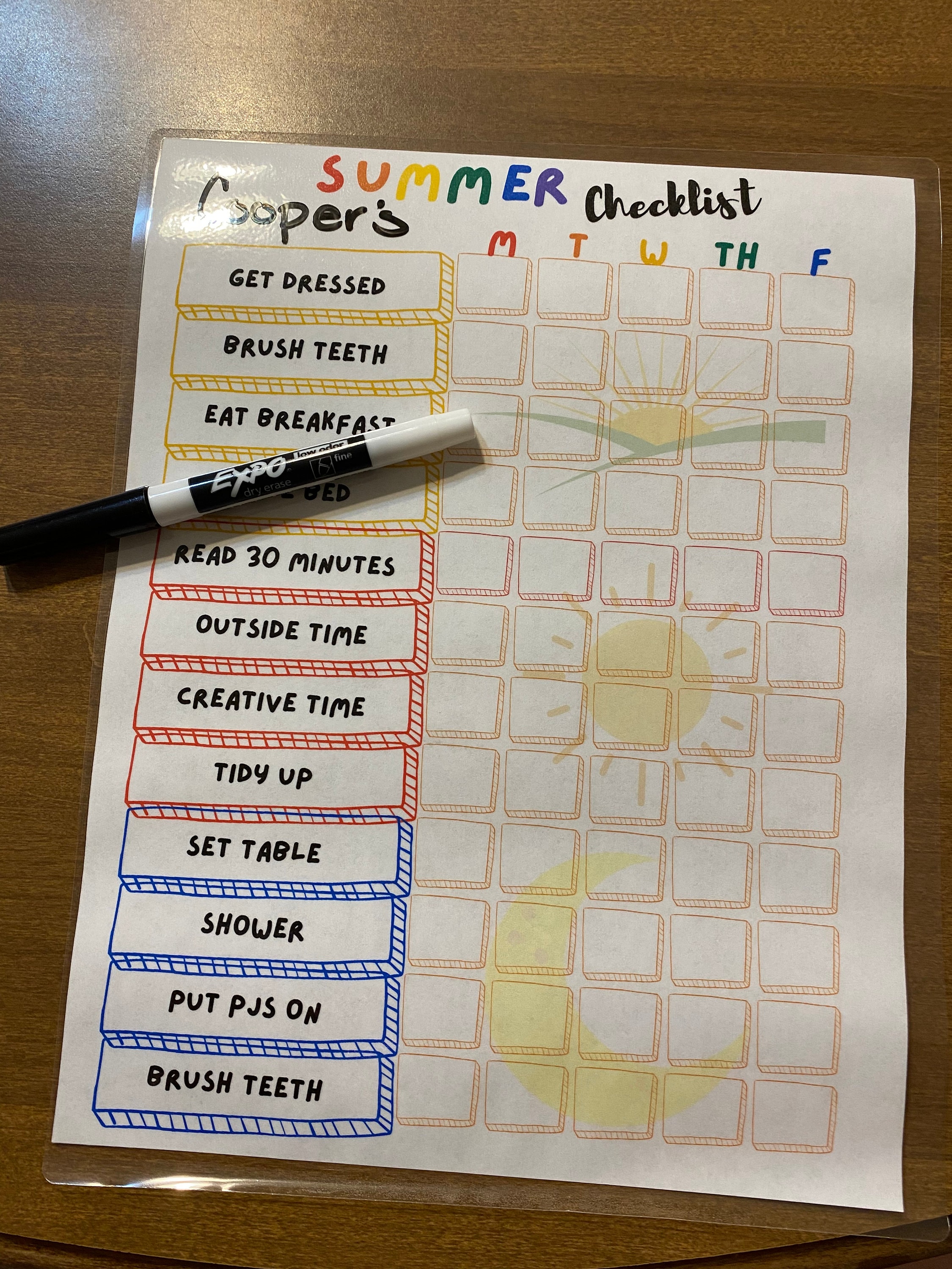 Summer Daily Checklist: Editable Kids Routine Chart (digital Download ...