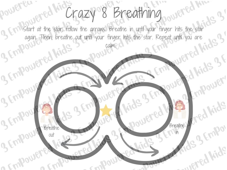 Crazy 8 Breathing Worksheet: Calm Down Tool for Kids (PDF Download) - Etsy