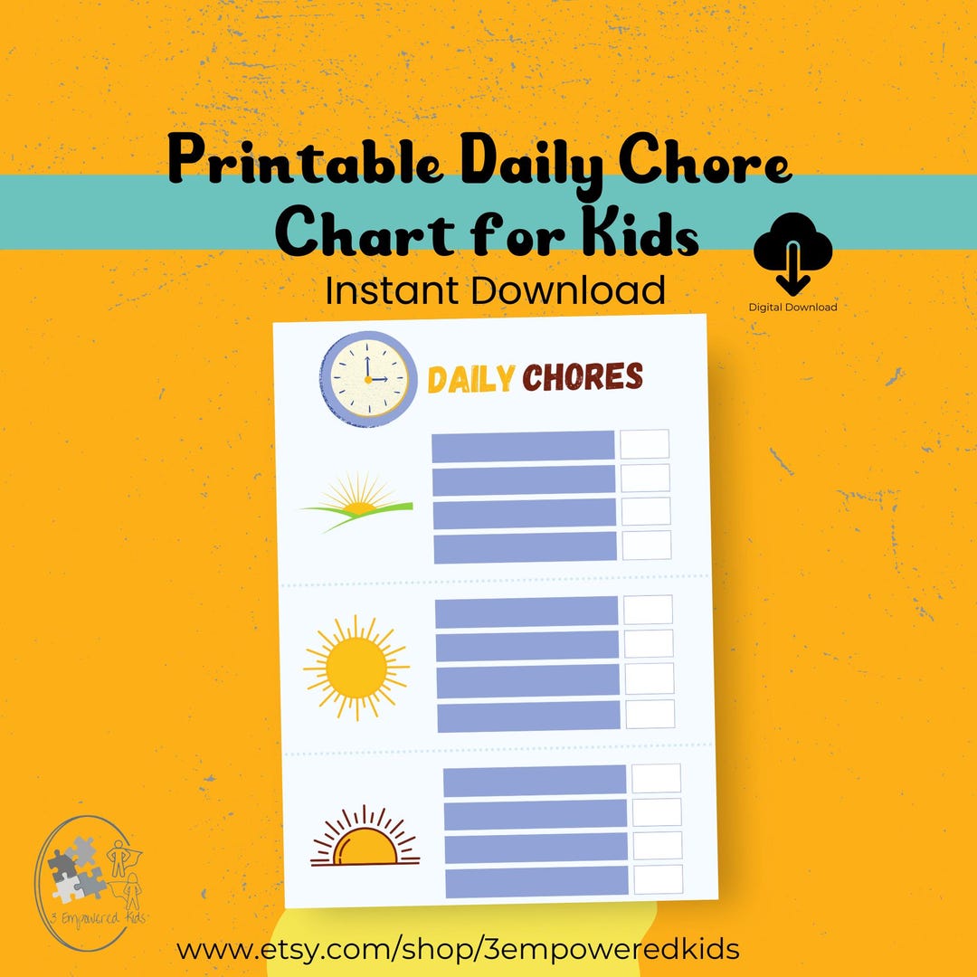 Kids Chore Chart: Visual Schedule, Editable Checklist (printable PDF ...