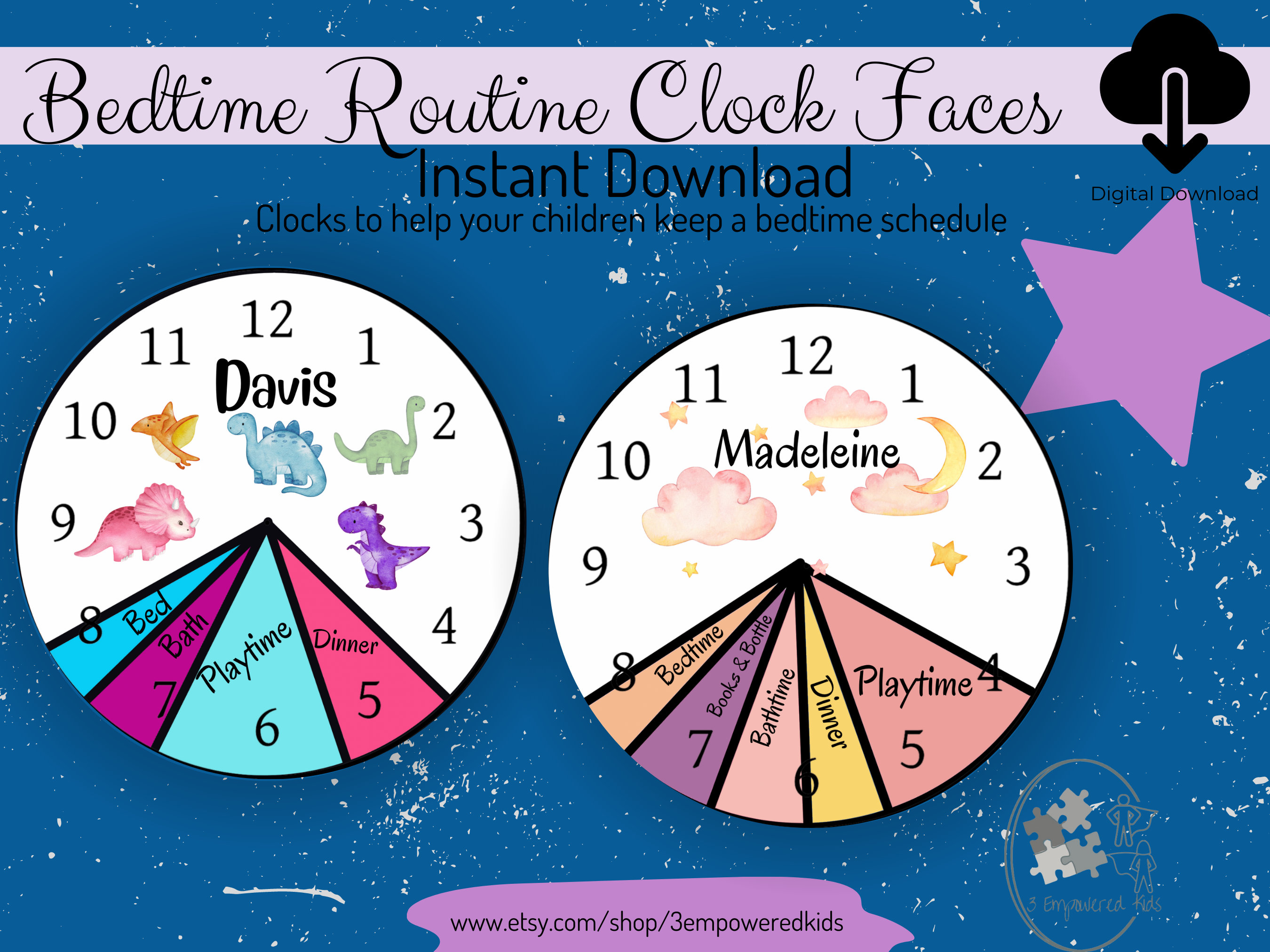 Bedtime Routine Clock Face | Visual Schedule for Toddler Sleep ...