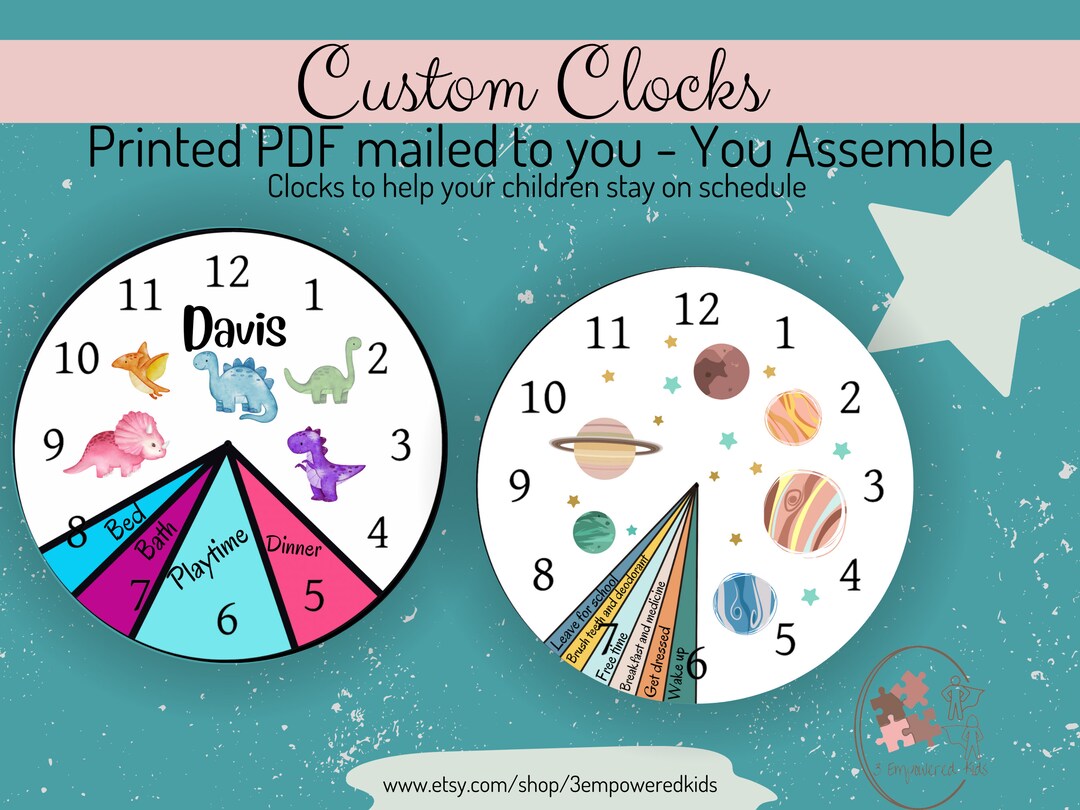 Personalized Kid's Routine Clock Face: Visual Schedule, Time Blocking ...