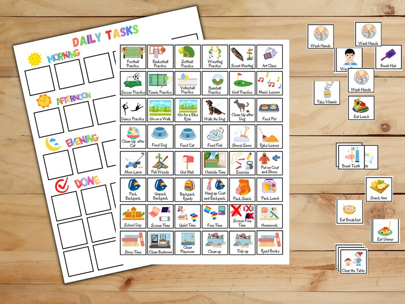 Kids Visual Schedule, Daily Routine, Daily Rhythm, Visual Checklist ...