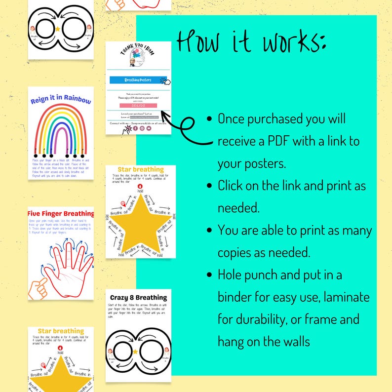 Calming Corner Breathing Exercise Posters: Anxiety Relief for Kids (PDF ...