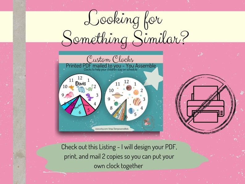 Customizable Kids Clock Face: Visual Schedule, Time Blocking (digital ...