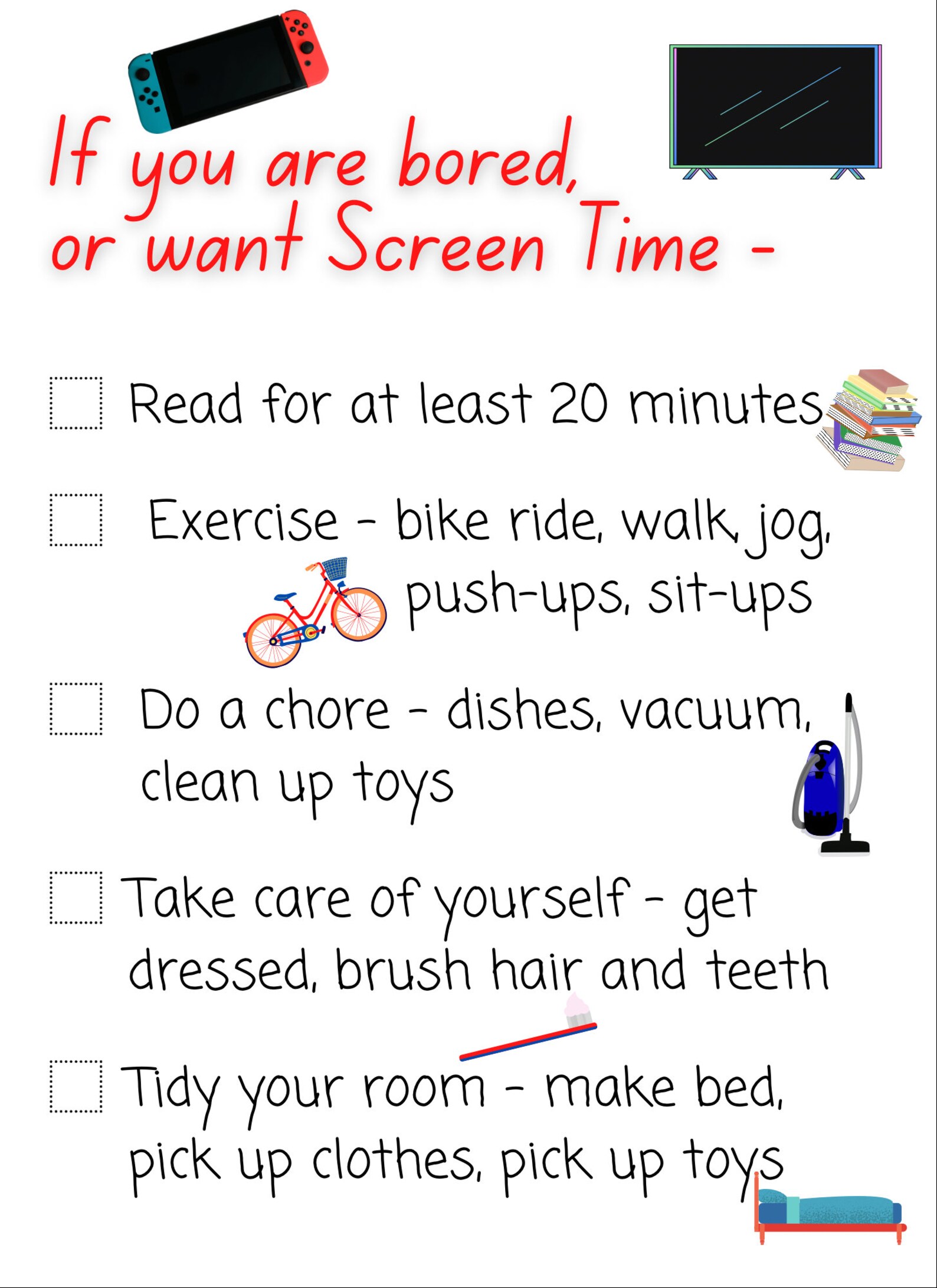 Summer Checklist | Boredom Buster | Editable Chart | Digital Download ...
