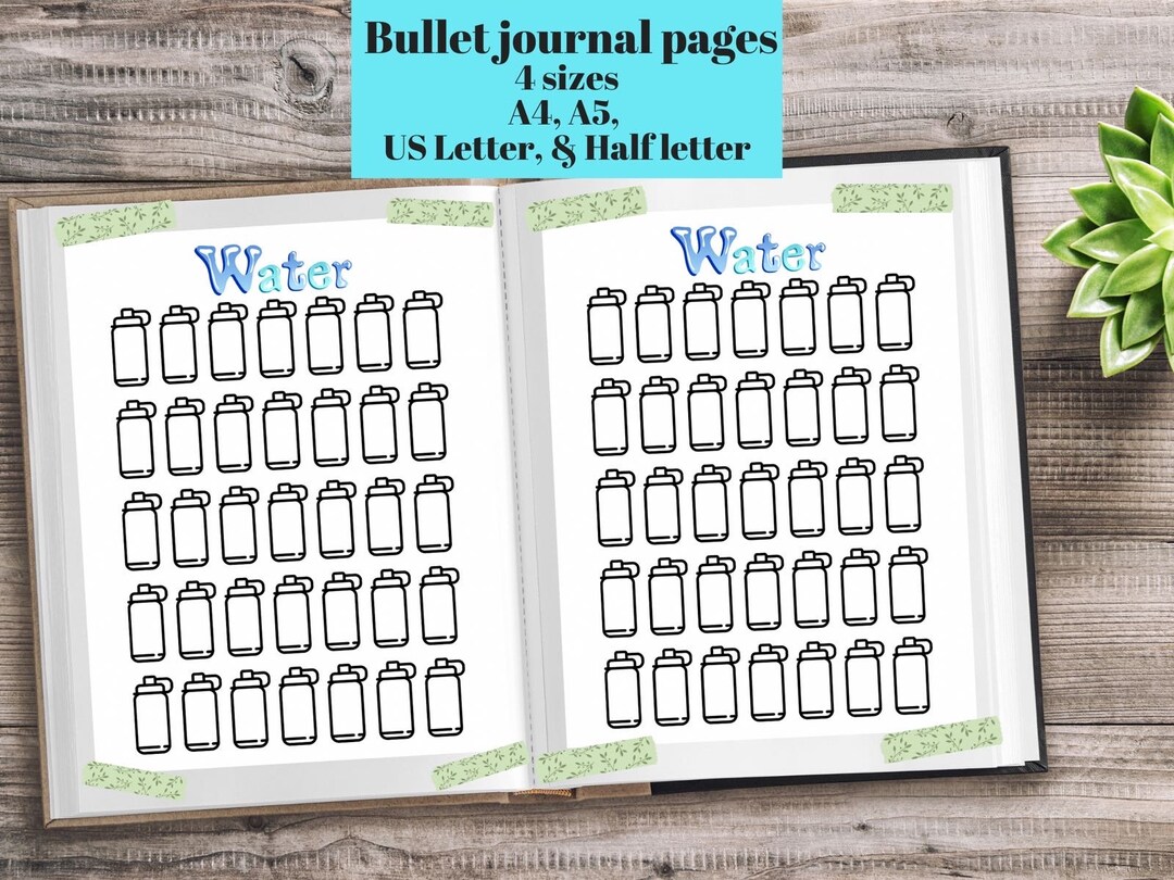 Printable Water Tracker: Bujo Journal Insert (digital Download) - Etsy