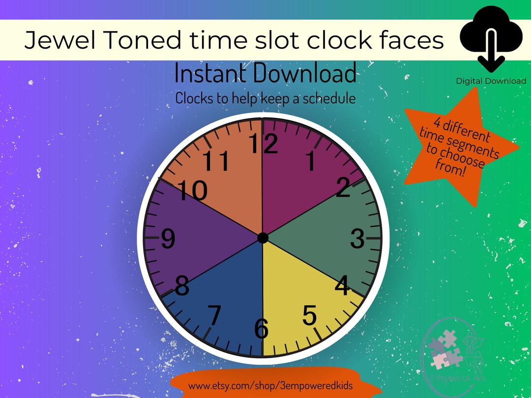 Customizable Jewel Tone Clock Face: Kid's Visual Schedule (digital ...