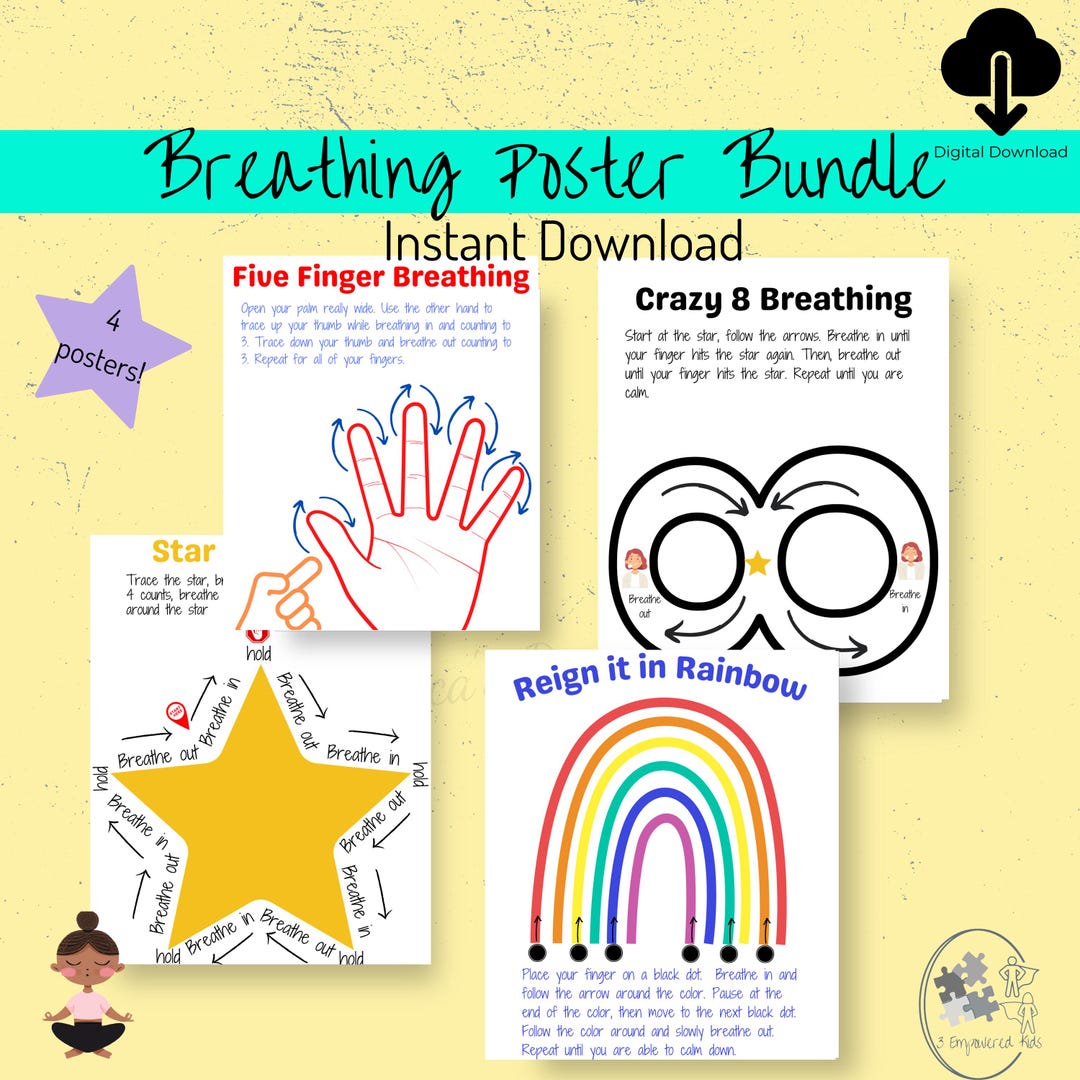 Calming Corner Breathing Exercise Posters: Anxiety Relief for Kids (PDF ...