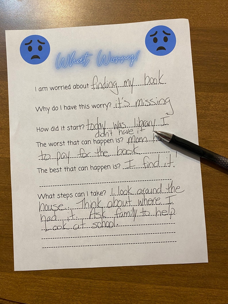 Anxiety Worksheets for Kids, ADHD Kids, Printable Tool for Students and ...