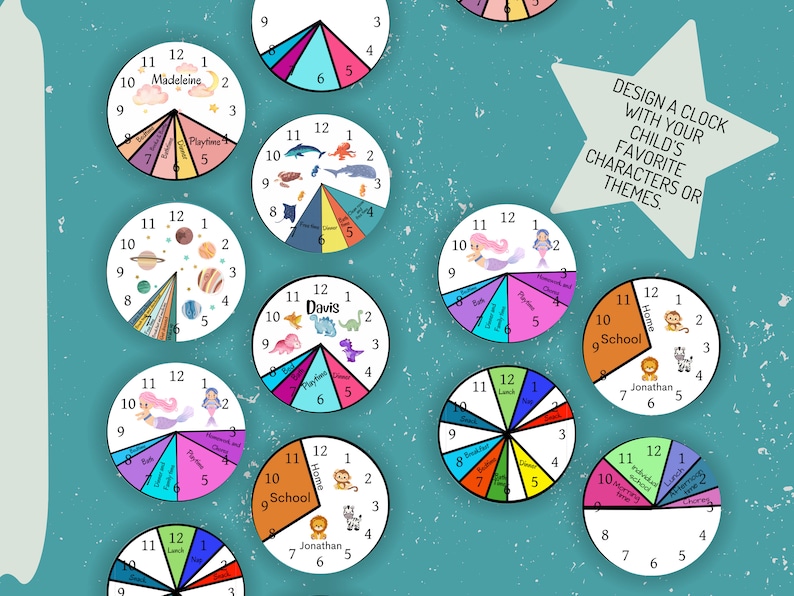 Personalized Kid's Routine Clock Face: Visual Schedule, Time Blocking ...