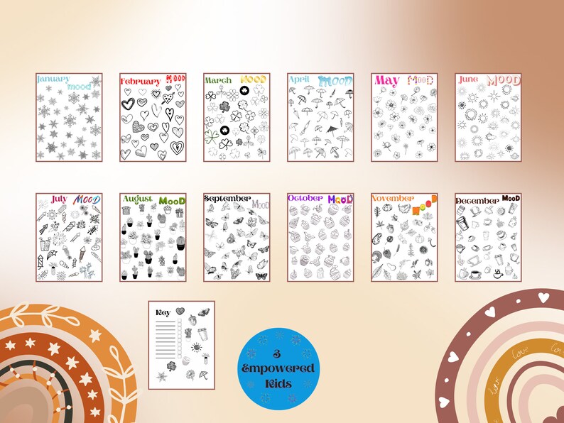 Mood Tracker, Printable Bujo, Self Care Tracker, 12 Month Daily Tracker ...