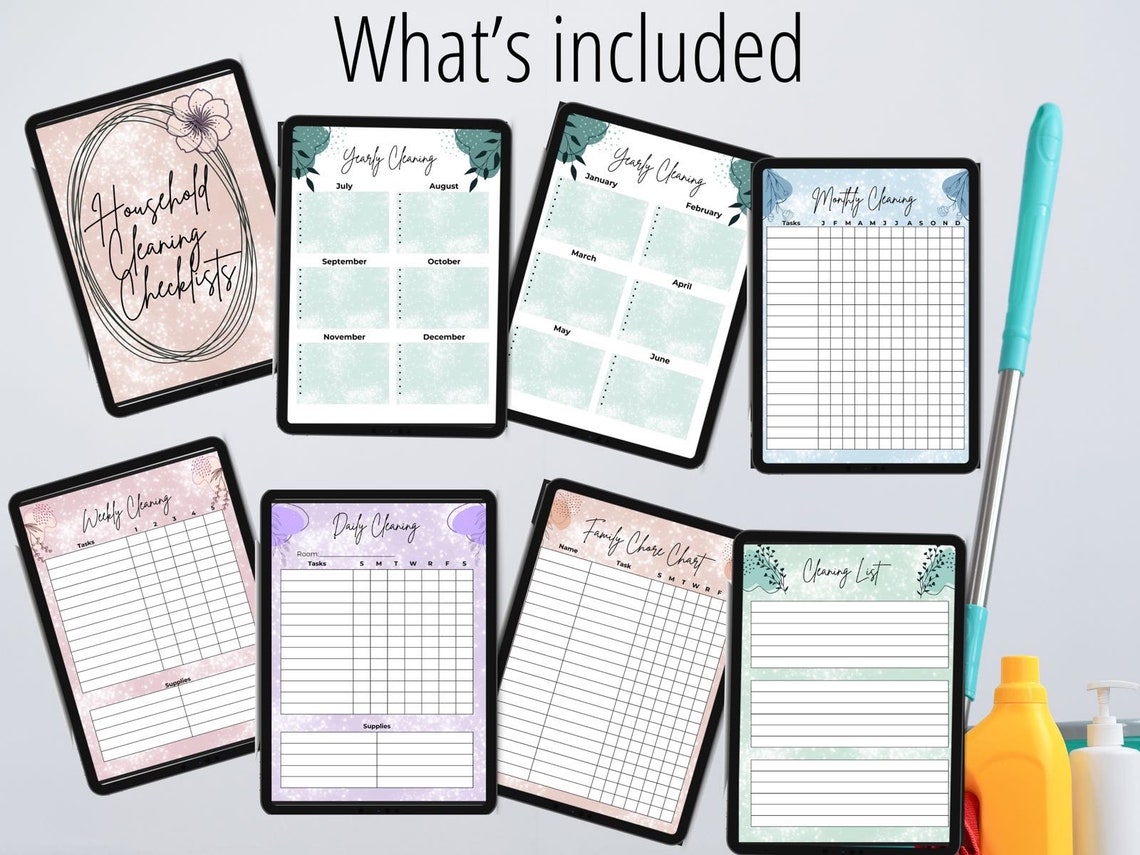 Digital Cleaning Checklist, Cleaning Chart, Cleaning Schedule, Digital ...