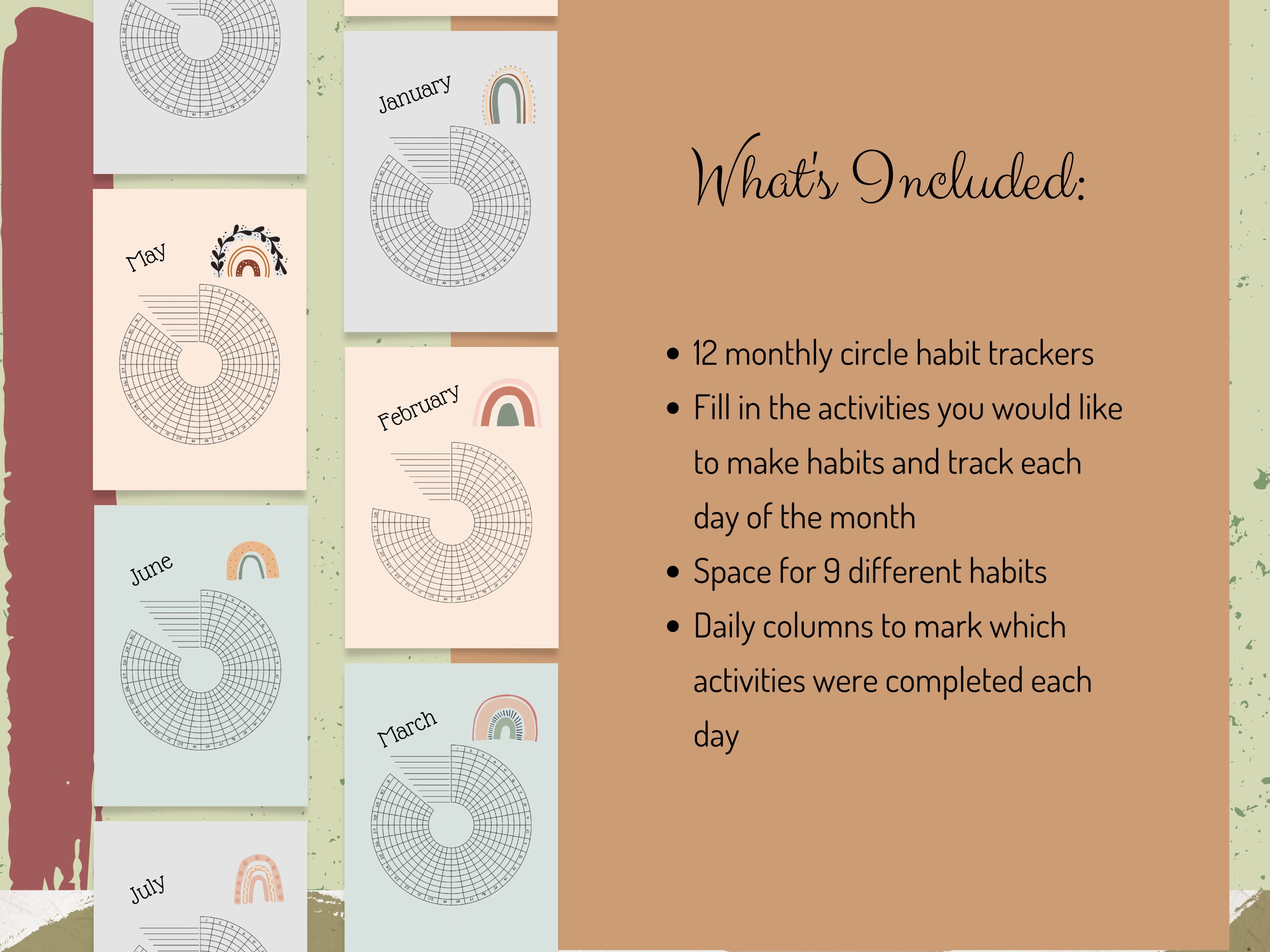 Boho Circle Habit Tracker: 30-day Printable Bujo (digital Download) - Etsy