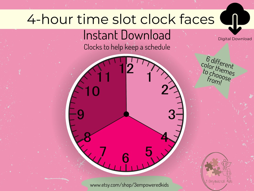 Custom 4-hour Clock Face: Kid's Visual Schedule (digital Download) - Etsy