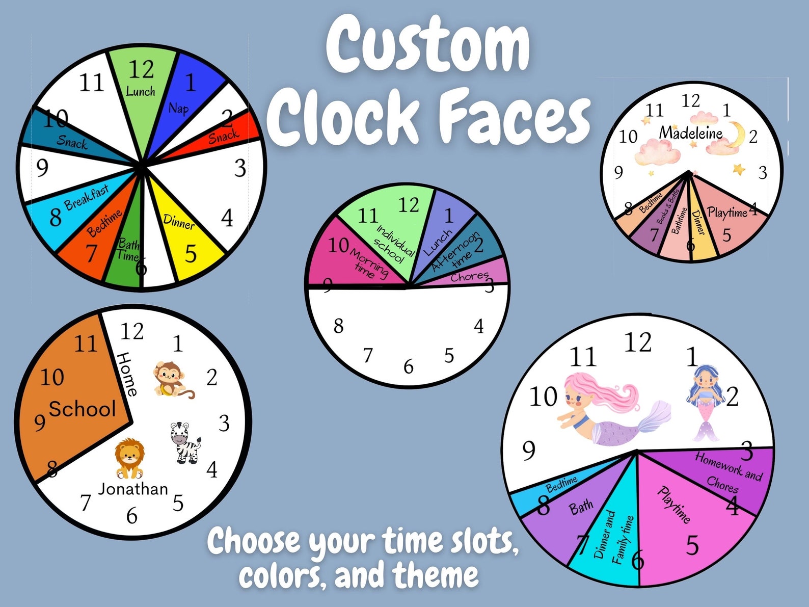 Personalized Custom Clock, Unique Wall Clocks, Kids Daily Routine ...