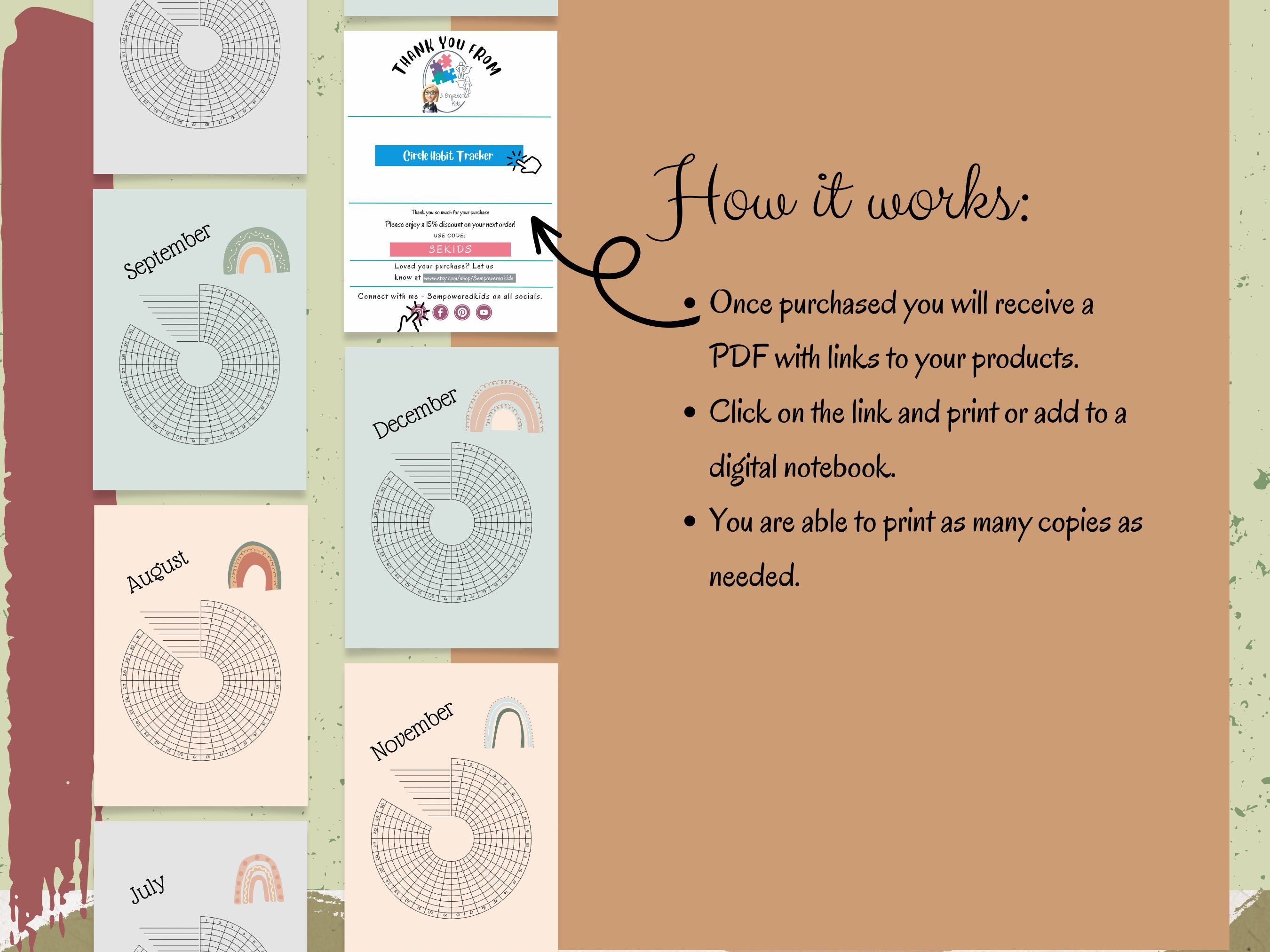 Boho Circle Habit Tracker: 30-day Printable Bujo (digital Download) - Etsy