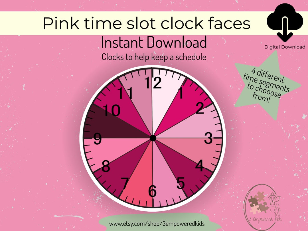 Pink Clock Face: Kid's Visual Schedule, Time Blocking (digital Download ...
