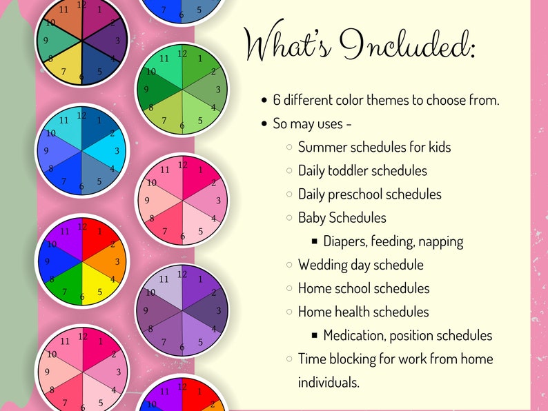 Customizable Kids Clock Face: Visual Schedule, Time Blocking (digital ...