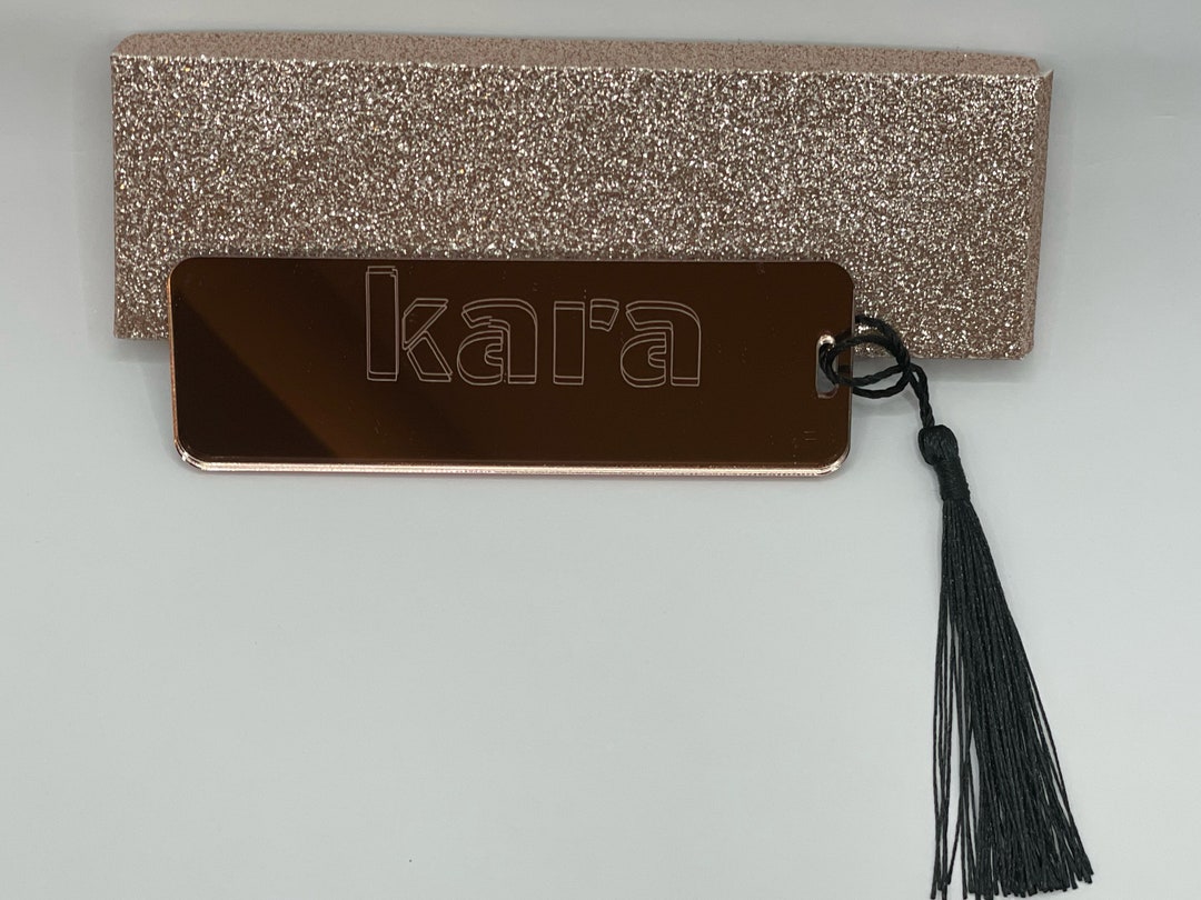 Custom Rose Gold Mirror Engraved Book Mark - Etsy