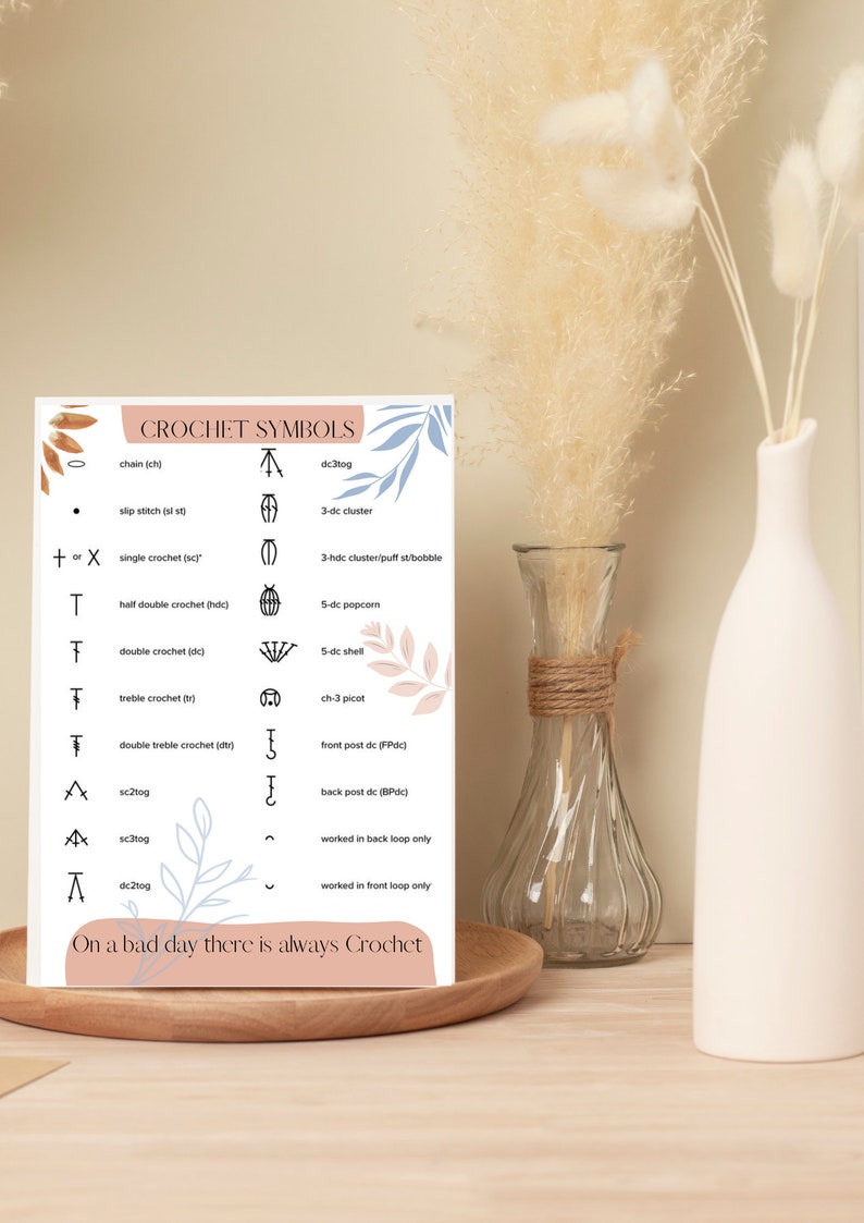 Boho Wall Decor, Crochet Symbols Poster, Digital Product, Crochet Wall ...