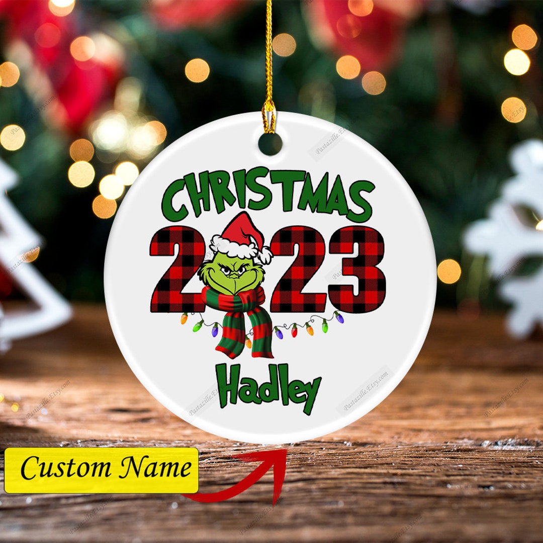 Personalized Grinch Hand Family Ceramic/acrylic Ornament - Etsy