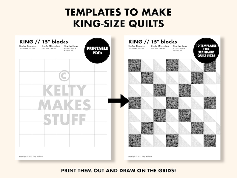 Quilt Planning Template for King-size Quilts | Quilt Graph Paper ...
