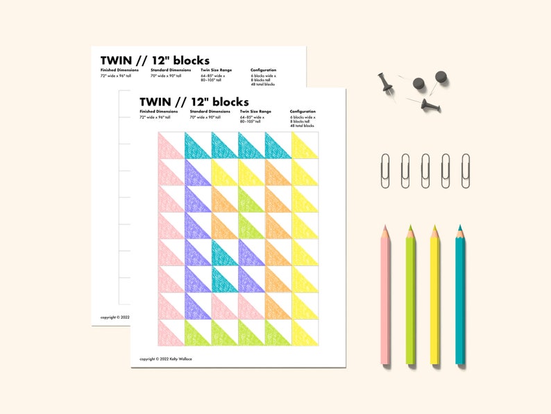 Quilt Planning Template for Twin-size Quilts | Quilt Graph Paper ...