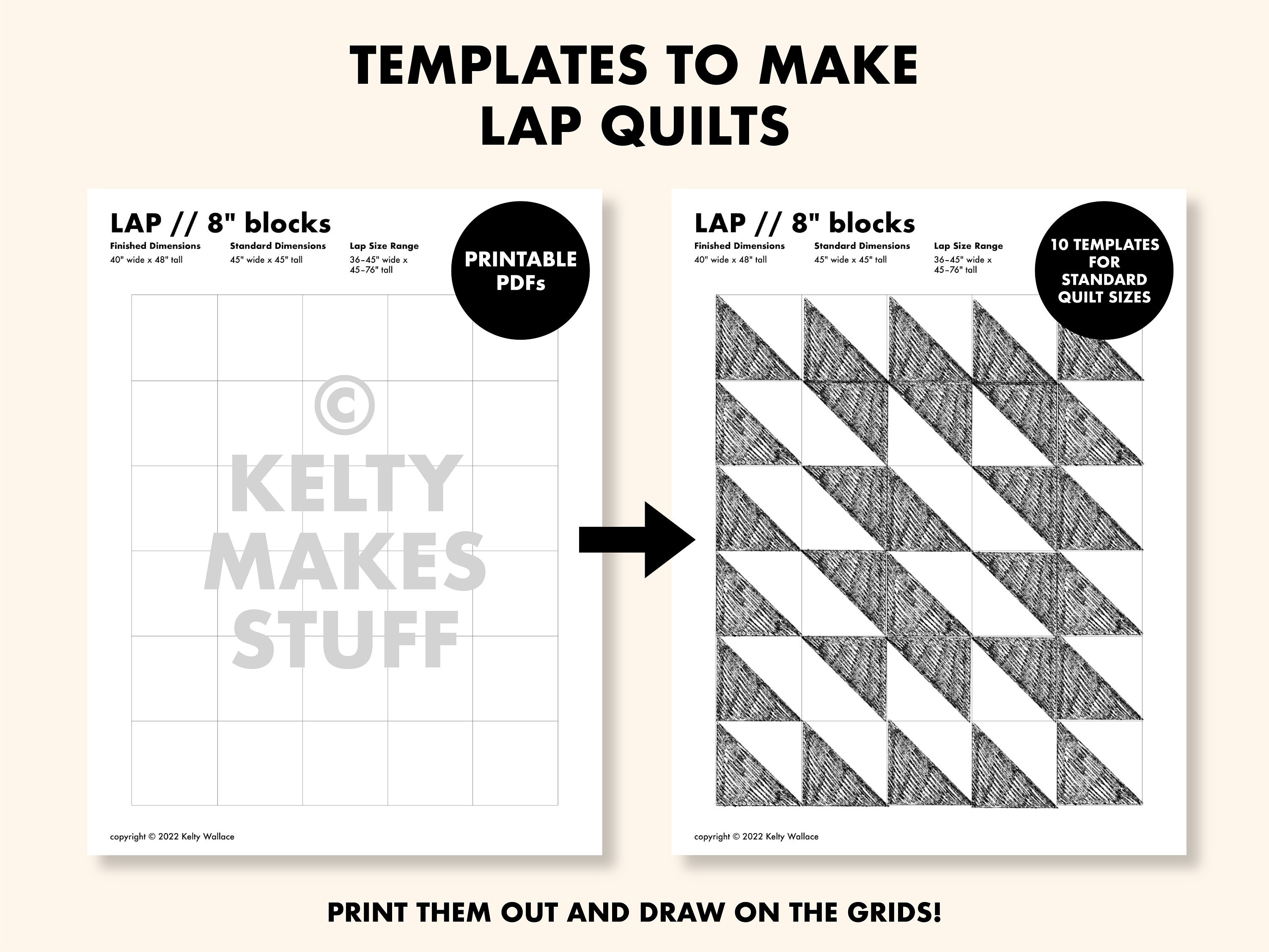 Quilt Planning Template for Lap Quilts | Quilt Graph Paper | Printable ...