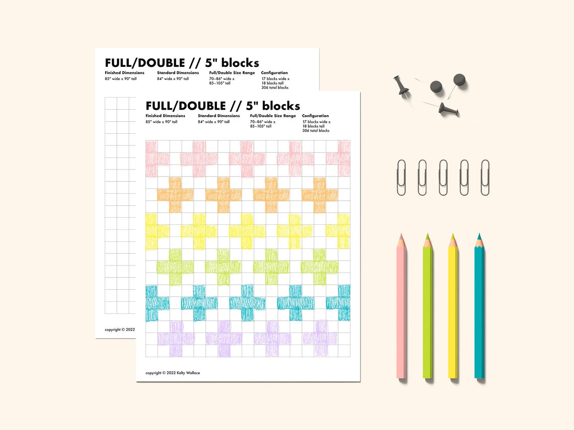 Quilt Planning Template for Quilts Using 5" Finished Blocks | Quilt ...