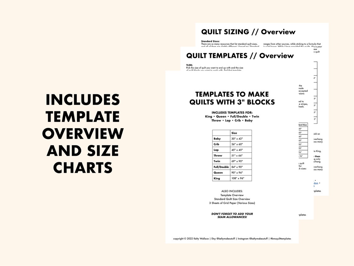 Quilt Planning Template for Quilts Using 3 Finished Blocks Quilt Graph ...