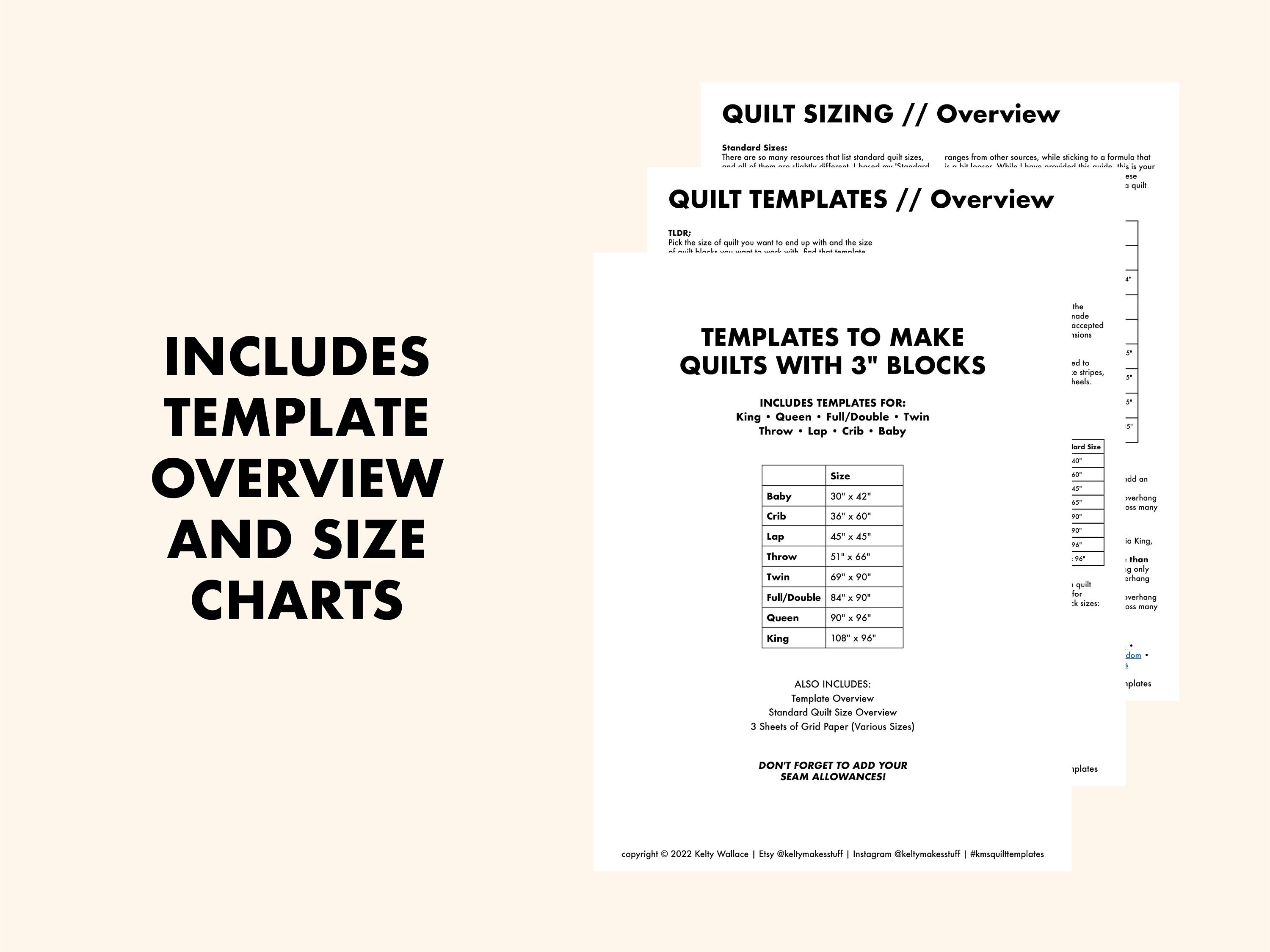 Quilt Planning Template for Quilts Using 3 Finished Blocks Quilt Graph ...