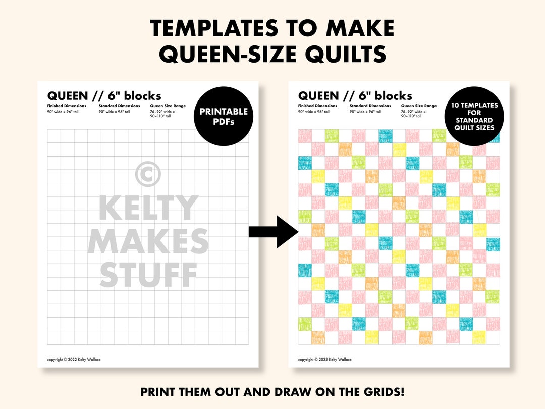 Quilt Planning Template for Queen-size Quilts | Quilt Graph Paper ...
