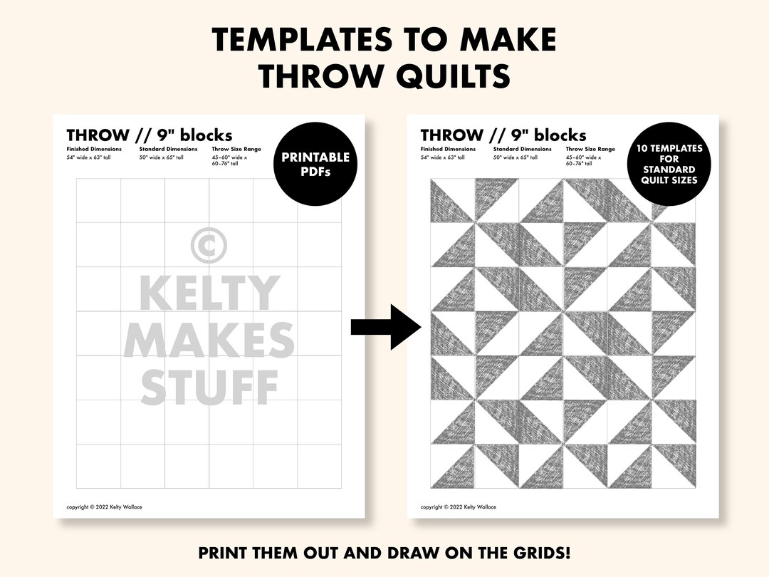 Quilt Planning Template for Throw Quilts | Quilt Graph Paper ...