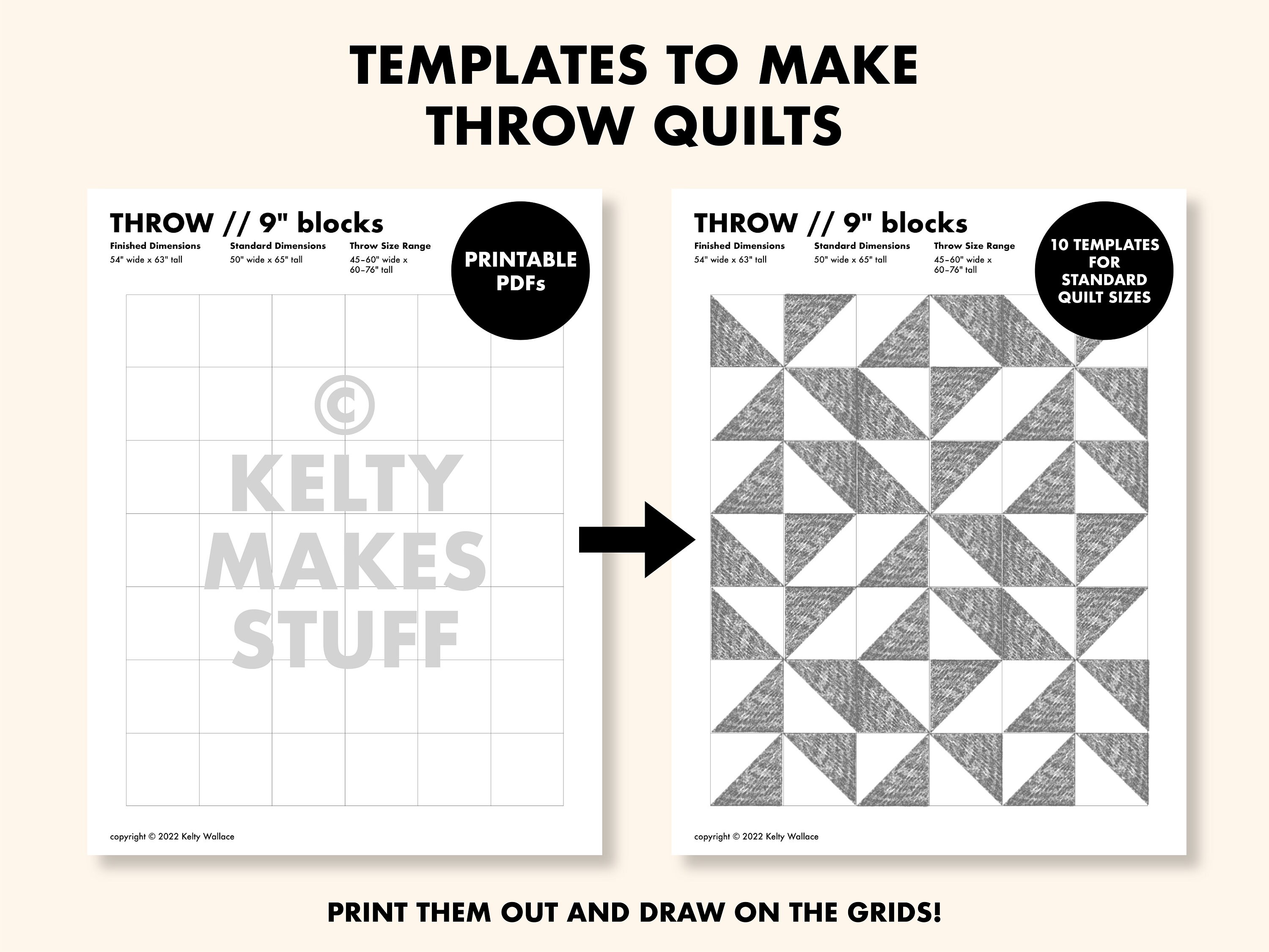 Quilt Planning Template for Throw Quilts | Quilt Graph Paper ...