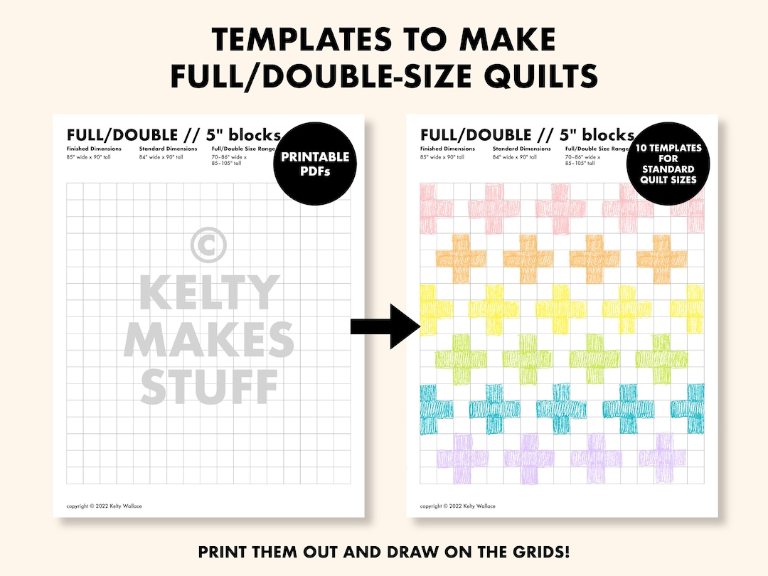 Quilt Planning Template for Full/double-size Quilts | Quilt Graph Paper ...