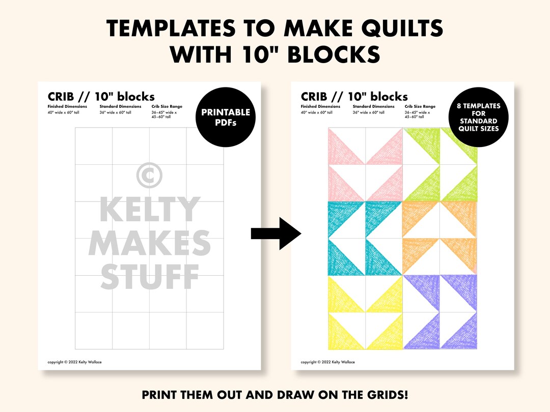 Quilt Planning Template for Quilts Using 10" Finished Blocks | Quilt ...