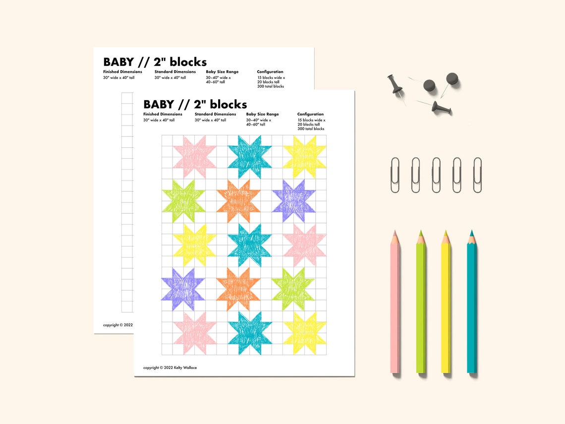 Quilt Planning Template for Quilts Using 2" Finished Blocks | Quilt ...