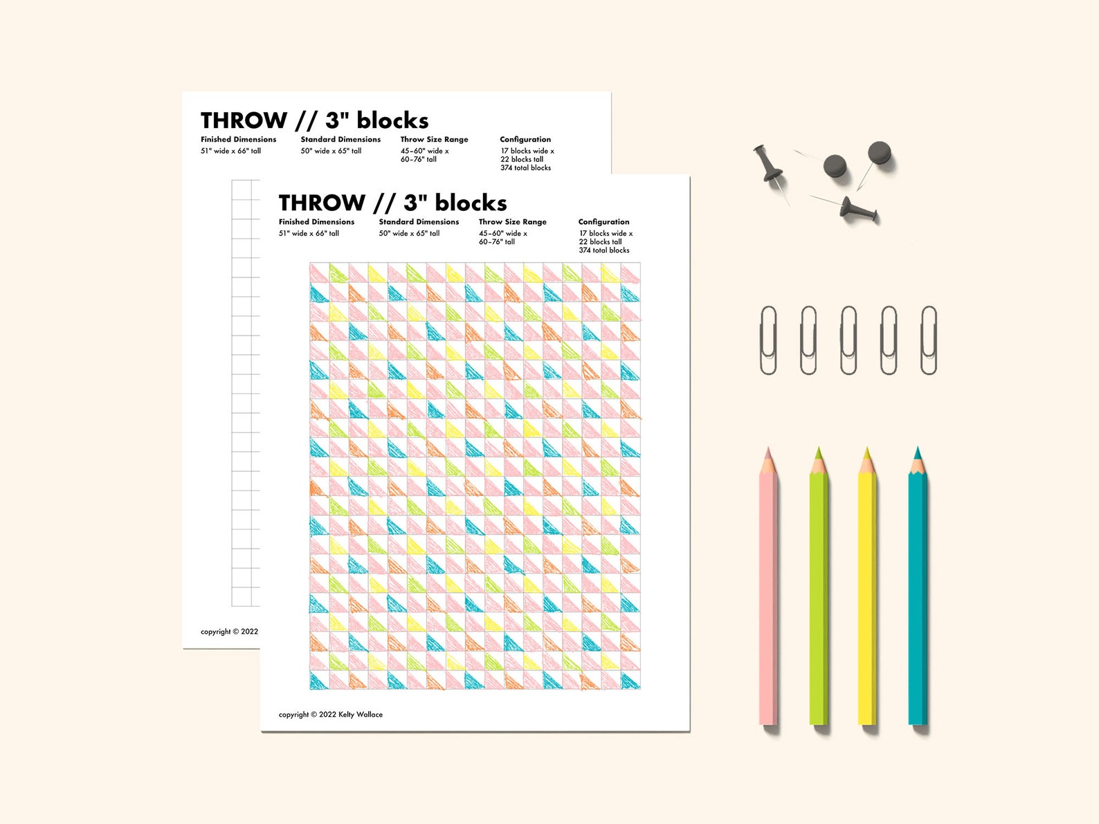 Quilt Planning Template for Quilts Using 3 Finished Blocks Quilt Graph ...